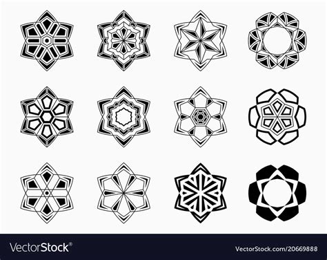 Set Of Abstract Symmetric Geometric Shapes Vector Image