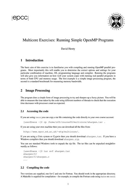 Fillable Online Nesc Ac Multicore Exercises Running Simple Openmp