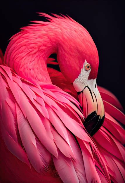 Premium Ai Image Pink Flamingo Generative Ai
