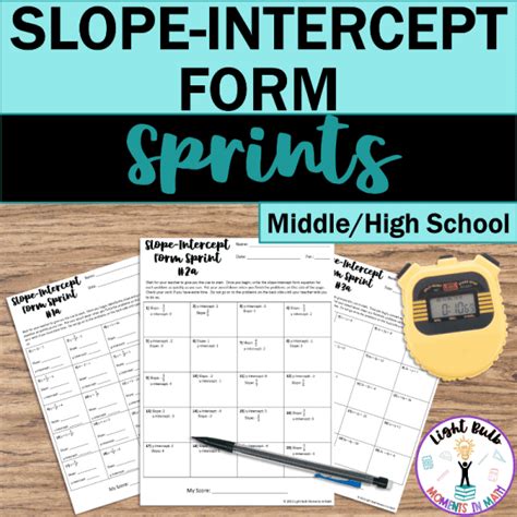 Slope Intercept Form Of A Line Timed Math Drills For Fluency Sprints Light Bulb Moments In Math