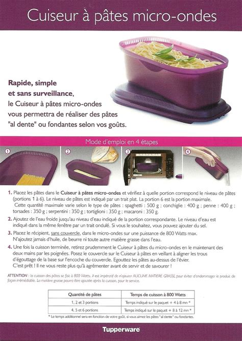 Cuiseur à pâtes Les Sœurs Tupp Tupperware Cuiseur Recette tupperware