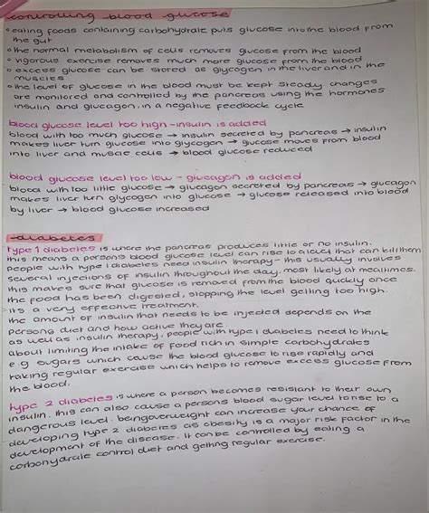 Gcse Biology Controlling Blood Glucose Study Notes Gcse Revision