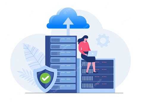 premium vector data server web concept storage technology database template of people scene