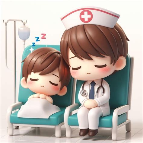 Premium Photo Cute 3d Style Chibi Nurse Sleeping Peacefully In A
