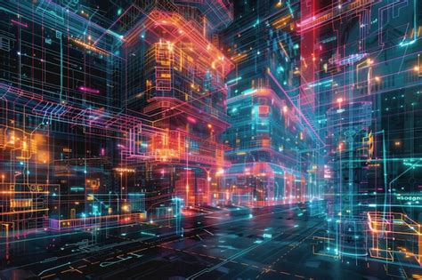 Premium Photo Futuristic Cityscape With An Abstract Background With