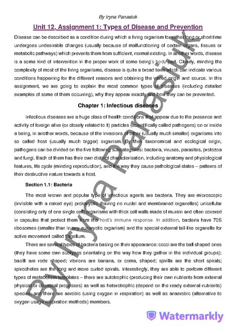 Btec Level 3 Applied Science Unit 12 A1 Infectious Diseases By Iryna Panasiuk Unit 12
