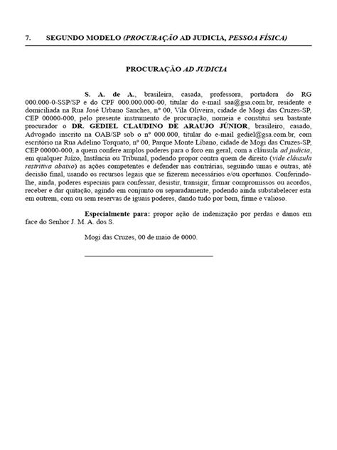 0 Segundo Modelo Procuracao Ad Judicia Pessoa Fisica Pdf