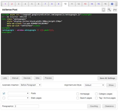 WordPress AdSense Plugin Insert Google AdSense Ads Ad Inserter Pro