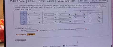Solved t S ds dt d²s dt² DETAILS A car is traveling at a Chegg com