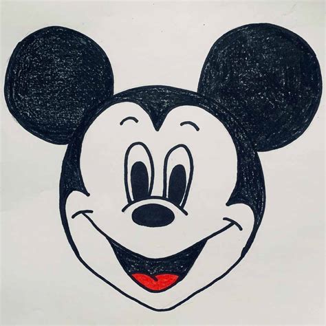 How To Draw Mickey Mouse Face With Ears Basicdraw