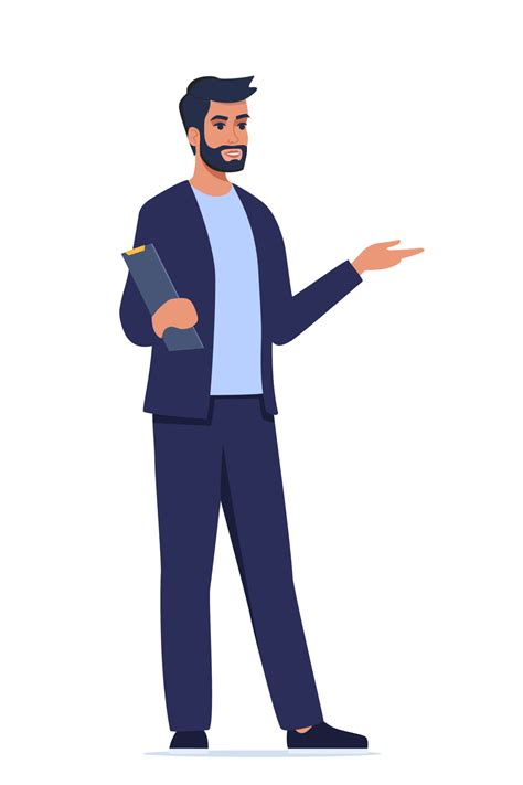 Young Character With Clipboard Standing Isolated On White Background