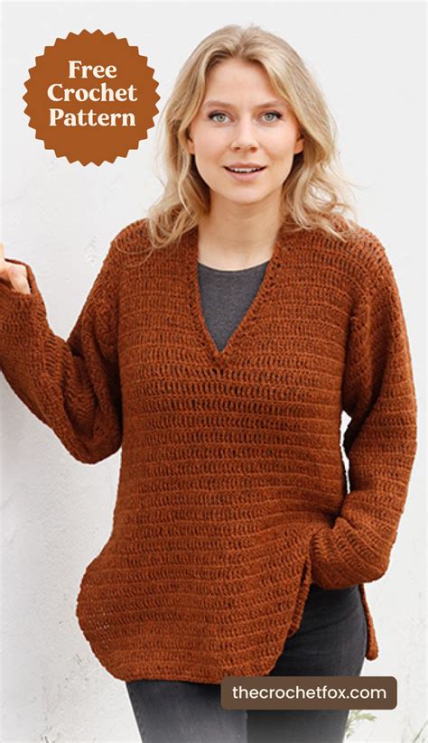 Rustic Roots Crochet V Neck Sweater Free Crochet Pattern Tcf