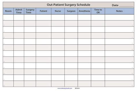 Out Patient Surgery Schedule Industry Visuals