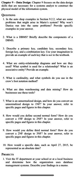 Solved Chapter 9 Data Design Chapter 9 Focuses On The Data Design Physical Model Of The