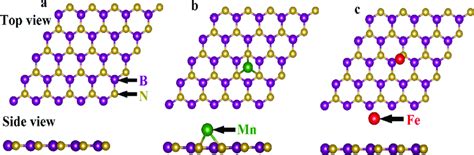 Top View And Side View Of A Pristine H Bn B Mn And C Fe Doped Download Scientific