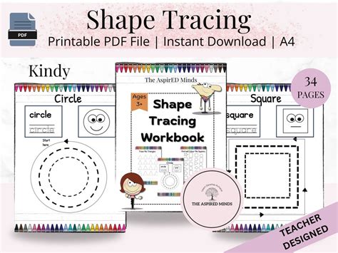 Shape Tracing Workbook Pre Kindy Worksheets Homeschool Activity