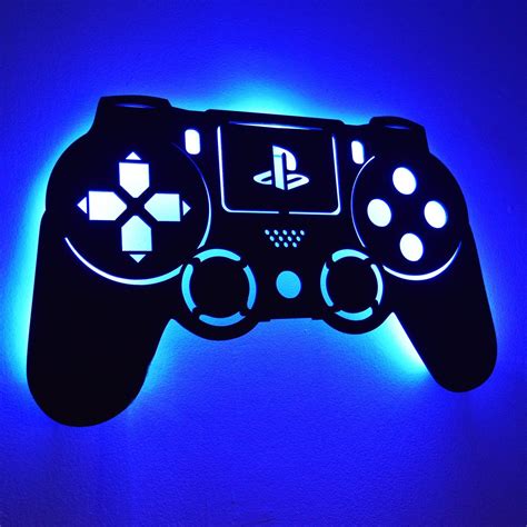 Led Lighted Playstation Controller Wall Art Video Game Art Game Room