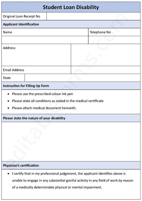 Student Loan Disability Form Editable Pdf Forms