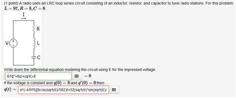 solved 1 point a radio uses an lrc loop series circuit