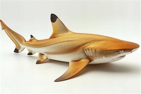 Black Tip Shark Full Body Side View White Background Realistic