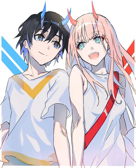 Zero Two And Hiro Darling In The Franxx Drawn By Cow Shadow Danbooru