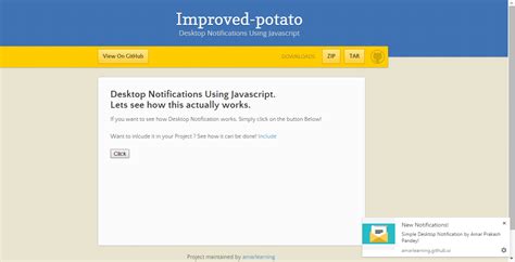 GitHub Amarlearning Improved Potato Desktop Notifications Using Javascript Want To See How