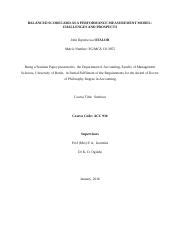Balanced Scorecard As A Performance Meas Docx BALANCED SCORECARD AS A PERFORMANCE MEASUREMENT