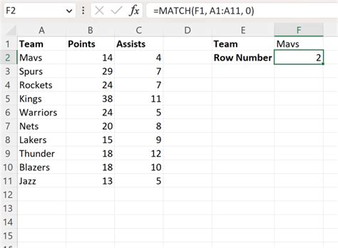 Excel How To Return Row Number Of Matching Cell