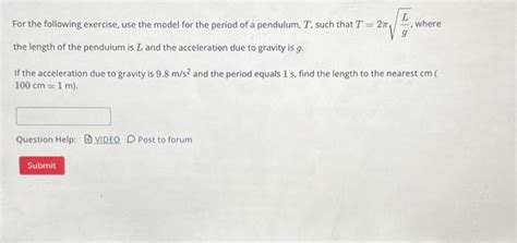 Solved For The Following Exercise Use The Model For The