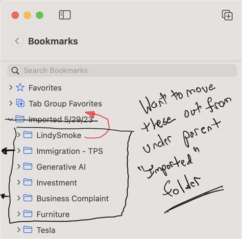 Move Imported Bookmarks Out Of Imported F Apple Community