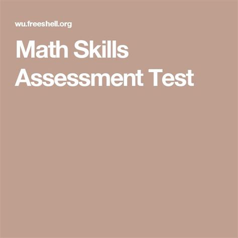 Math Skills Assessment Test Math Skills Math Math Intervention