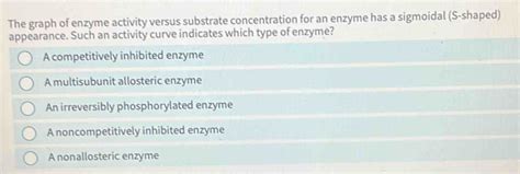 Solved The Graph Of Enzyme Activity Versus Substrate Concentration For