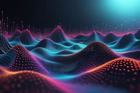 3d Abstract Waves Big Data Visualization Pulsating And Floating Waves Technology Background