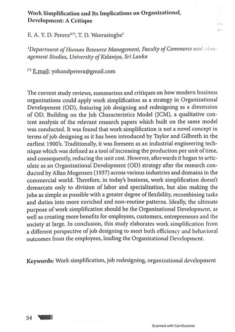 Pdf Work Simplification For Od