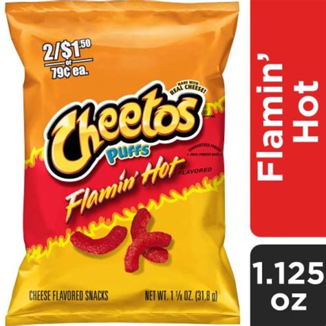 Cheetos Puffs Cheese Flavored Snacks Flamin Hot 1 1 8 Oz 1 125 Oz