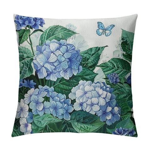 Nawypu Spring Floral Lumbar Pillow Covers Hydrangea Watercolor Purple