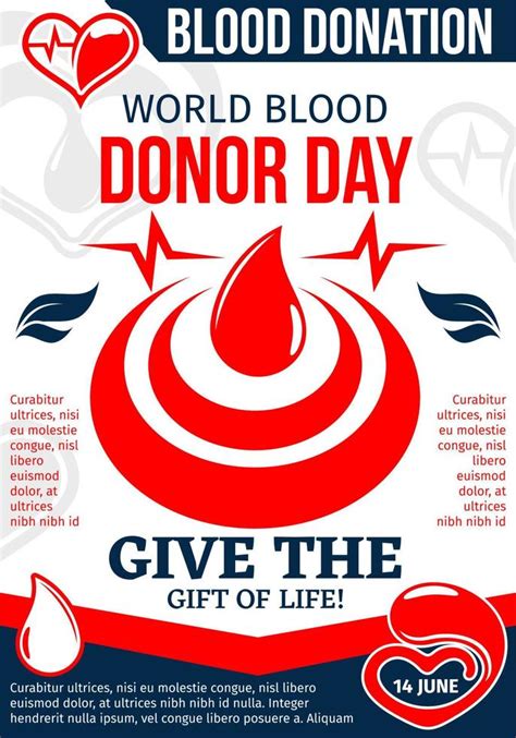 World Donor Day Poster With Drop Of Donation Blood 13174413 Vector Art