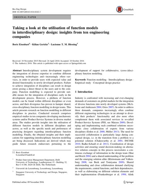 Pdf Taking A Look At The Utilisation Of Function Models In
