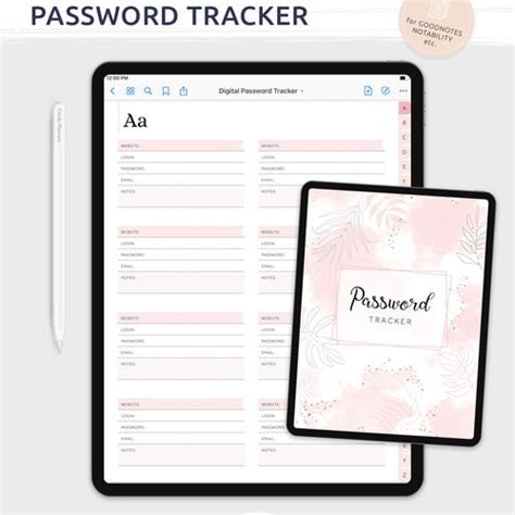 digital password tracker password keeper log with hyperlinked etsy