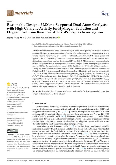 Pdf Reasonable Design Of Mxene Supported Dual Atom Catalysts With High Catalytic Activity For