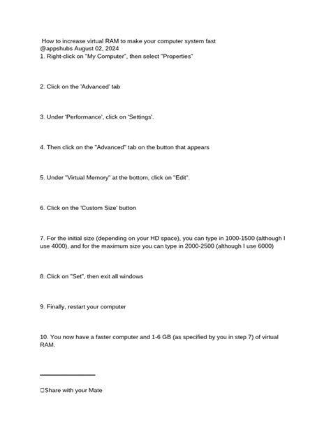 How To Increase Virtual Ram To Make Your Computer System Fast Pdf