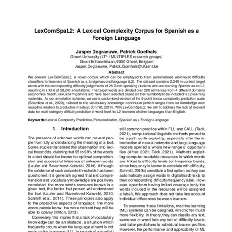 Lexcomspal2 A Lexical Complexity Corpus For Spanish As A Foreign