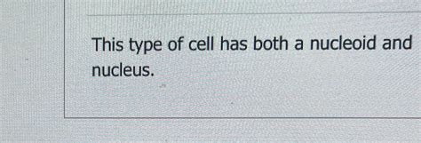 Solved This Type Of Cell Has Both A Nucleoid And Nucleus