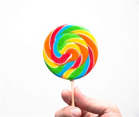La Caramella Lecca Lecca Schiocca Fotografia Stock Immagine Di Mano