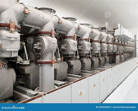The Back Of Medium Voltage Gas Insulated Switchgear Gis Stock Image Image Of Insulated