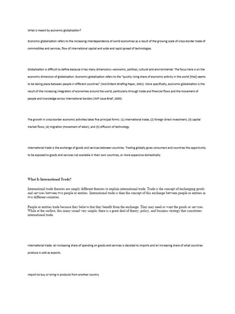 Economic Globalization Ppt Notes Pdf Globalization Economic