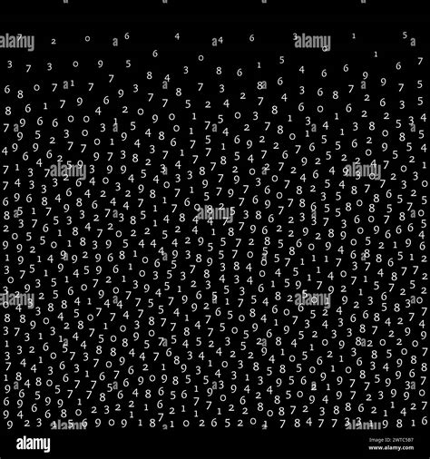 Falling Numbers Big Data Concept Binary White Orderly Flying Digits Magnificent Futuristic