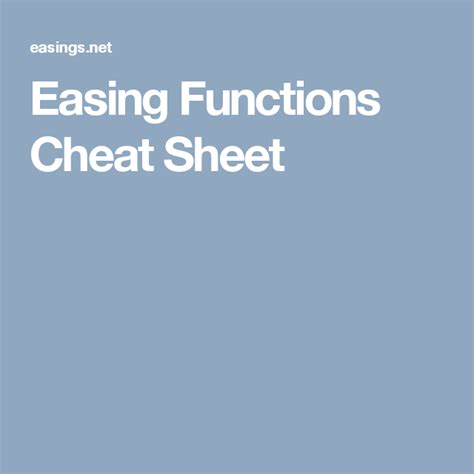 Easing Functions Cheat Sheet Cheat Sheets Cheating Sheet