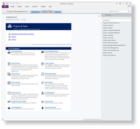 Project Management Powered By Onenote Templates For Onenote By