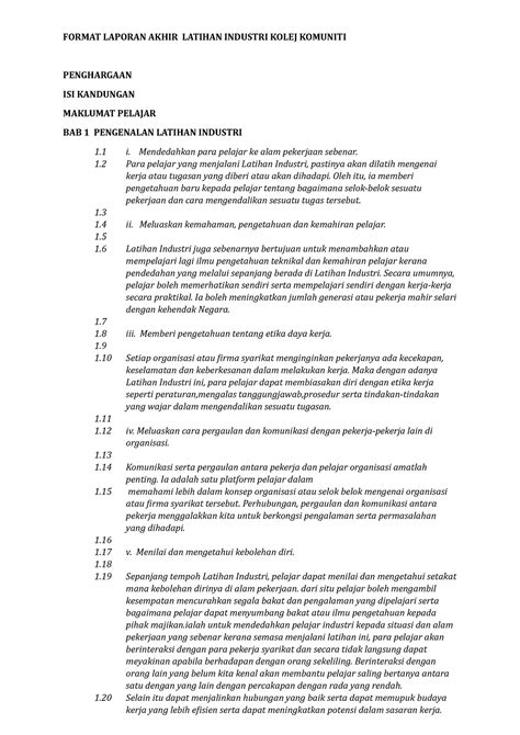 Format Laporan Latihan Assigment Format Laporan Akhir Latihan